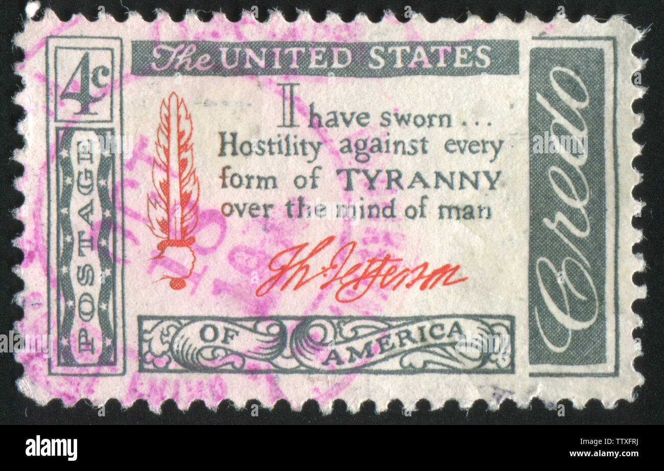 UNITED STATES - CIRCA 1959: stamp printed by United states, Thomas ...
