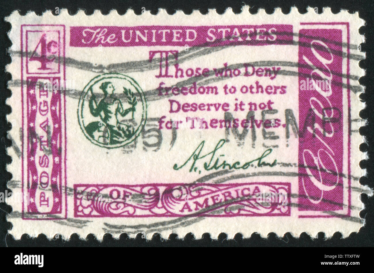 UNITED STATES - CIRCA 1959: stamp printed by United states, Abraham ...