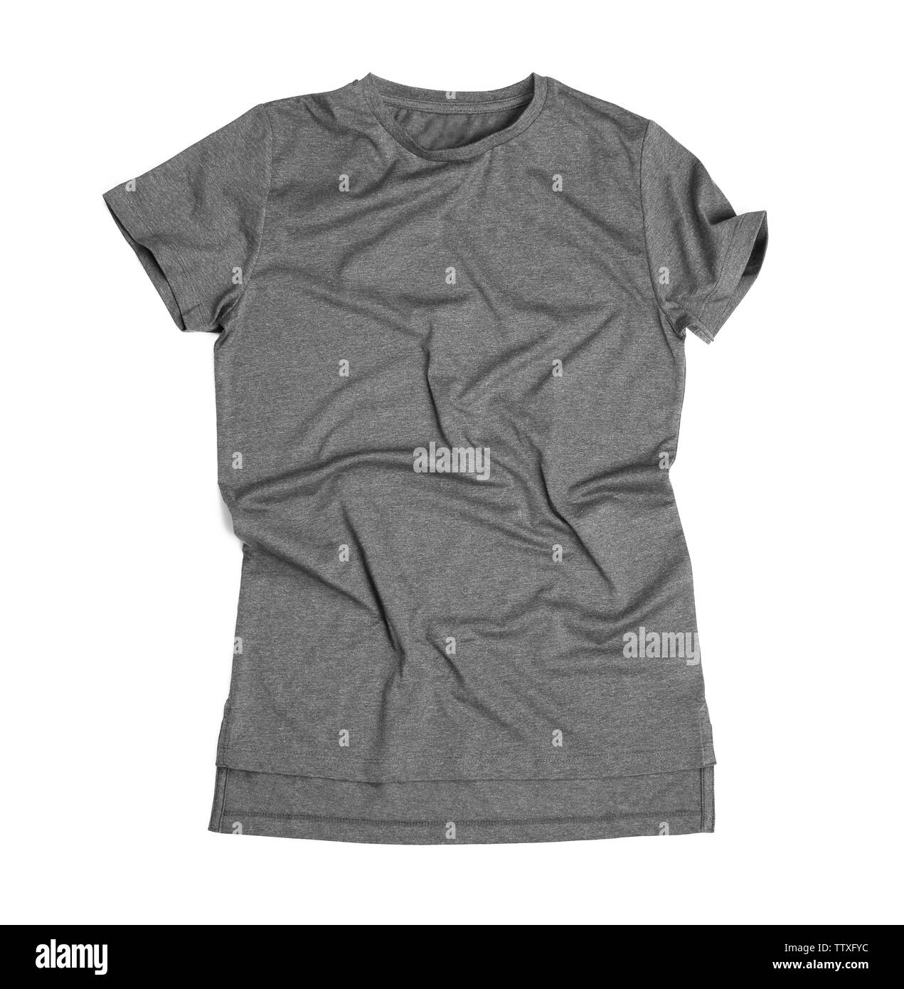 Blank grey t-shirt on white background Stock Photo - Alamy