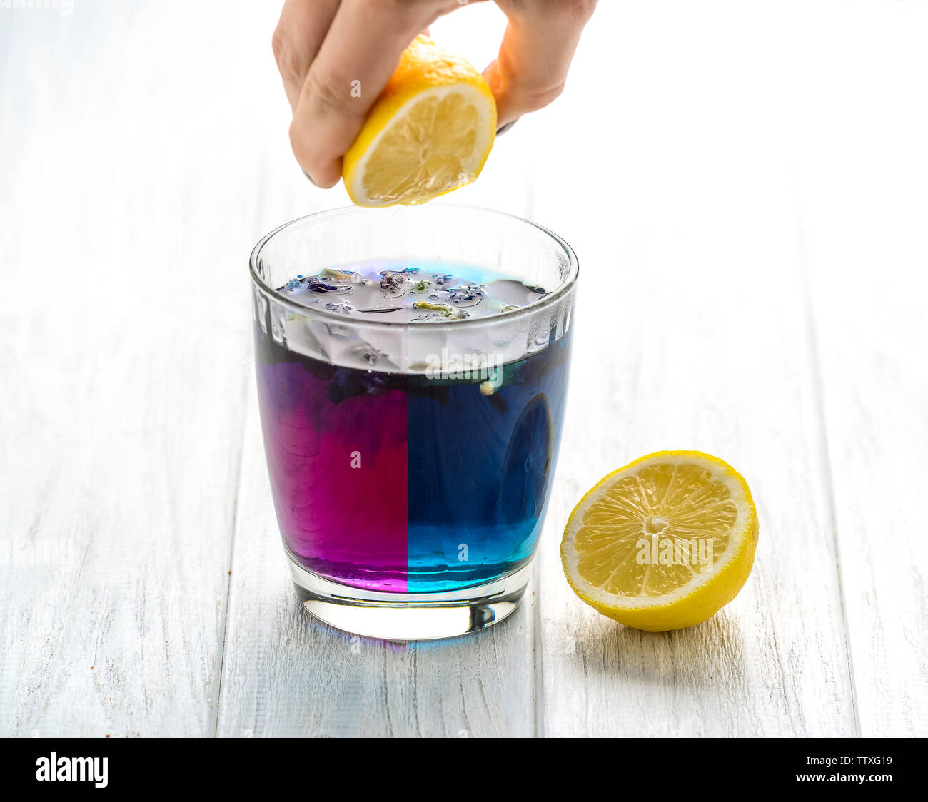 Healthy herbal beverage Anchan flower,butterfly pea flower with lemon ...