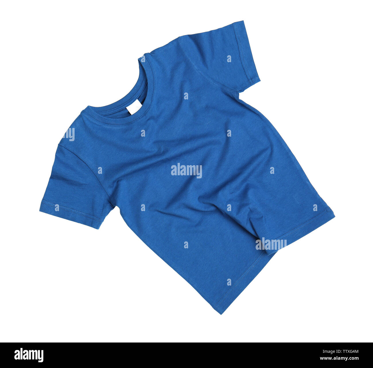 Blank blue t-shirt on white background Stock Photo - Alamy
