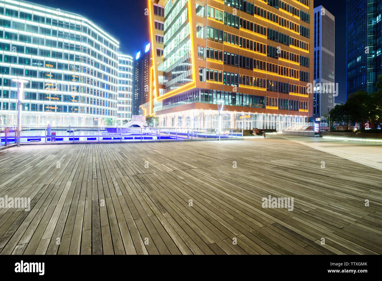 modern square and shopping malls at night Stock Photo - Alamy