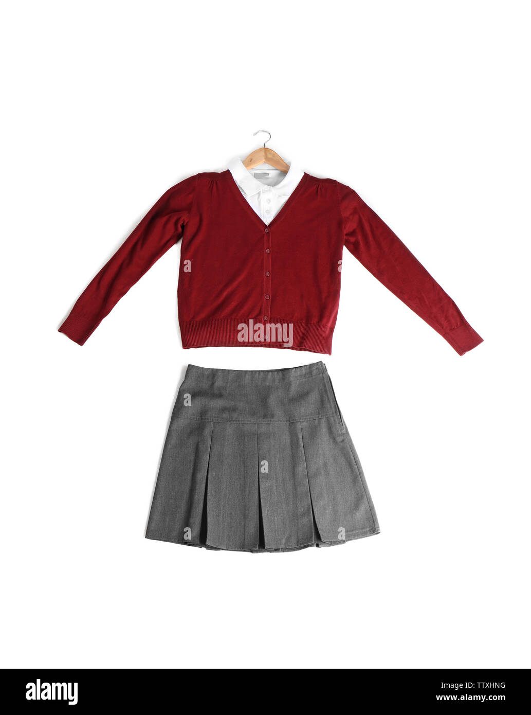 School uniform on white background Stock Photo - Alamy