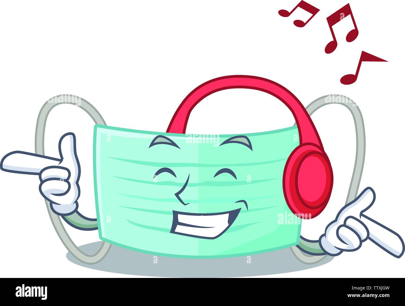 Listening music surigcal mask in the cartoon box Stock Vector Image ...