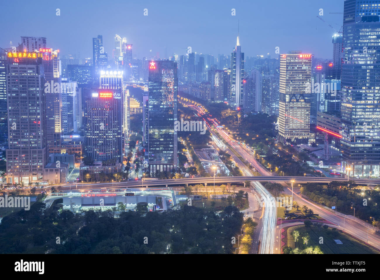 Night view of Shenzhen City Center Building Stock Photo - Alamy