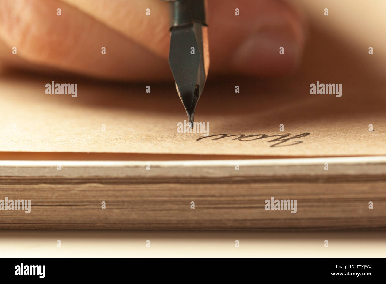 Antique fountain pen writing Stock Photo - Alamy