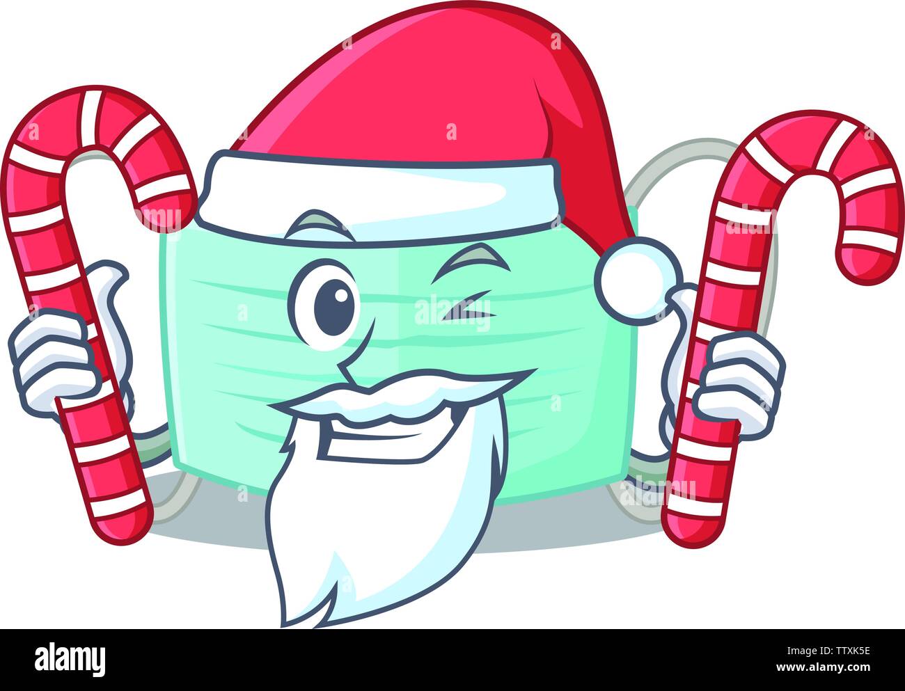 Santa with candy surgical mask in a cartoon wallet Stock Vector Image ...