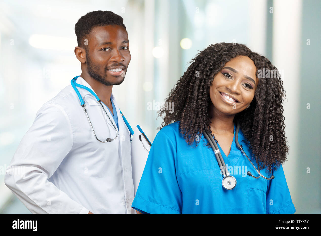 Confident African American medical professionals in hospital Stock ...
