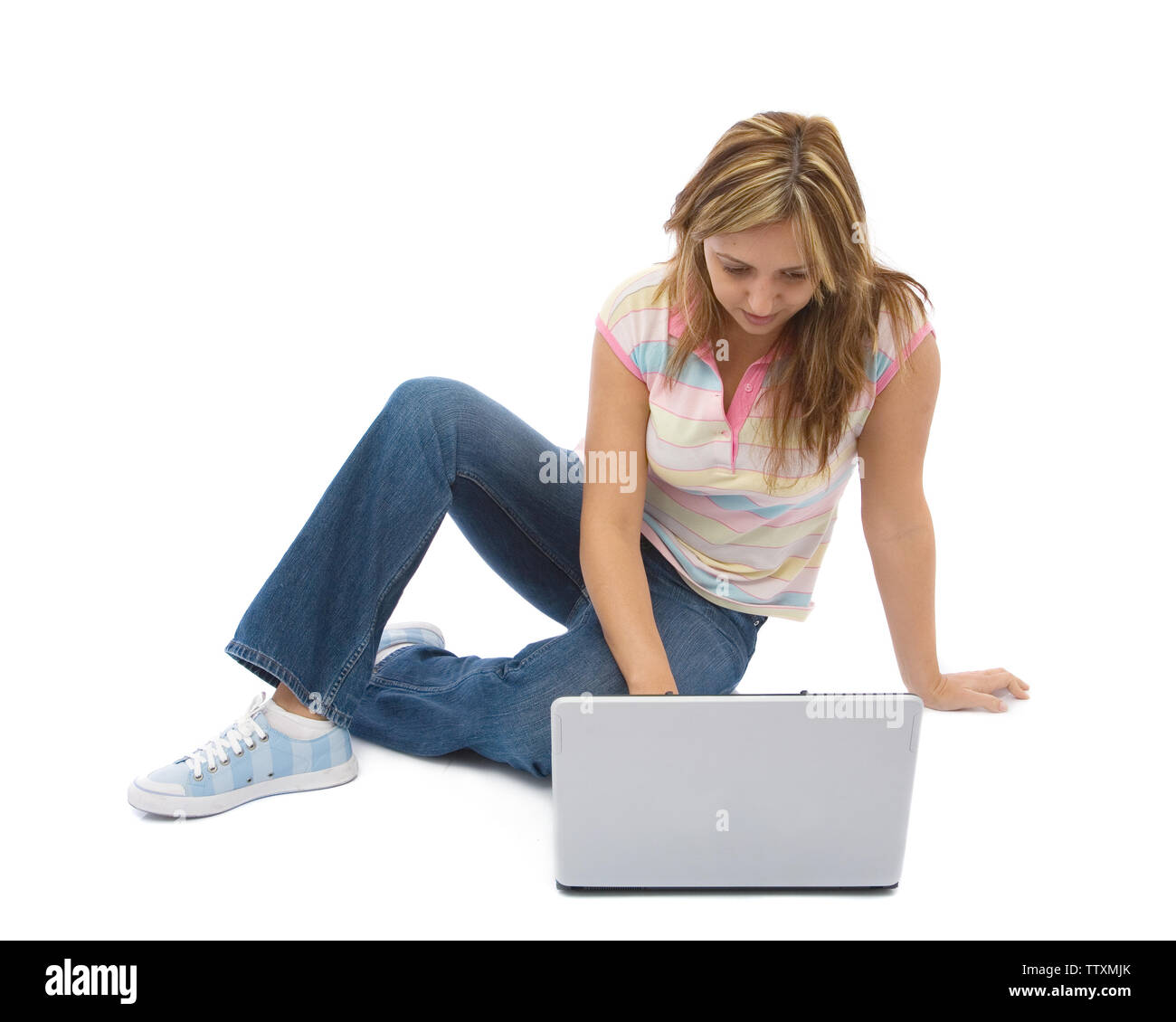 beautiful woman on the internet with her laptop Stock Photo - Alamy