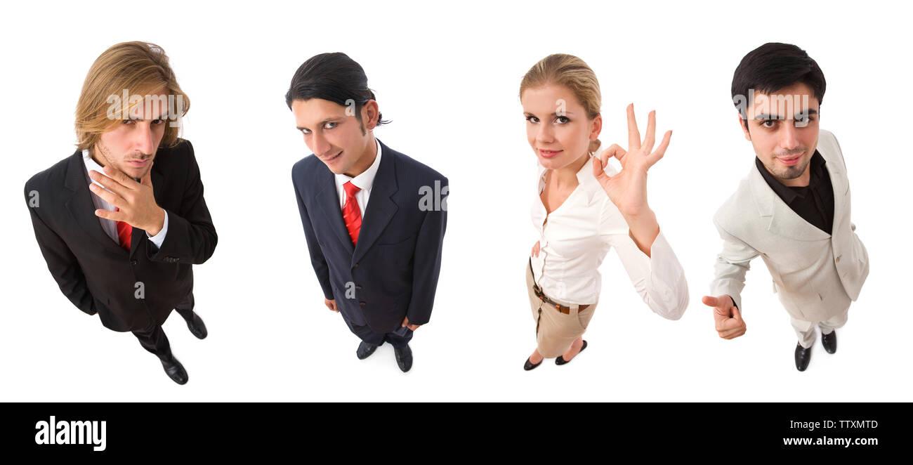 different business people with different expressions on white Stock ...