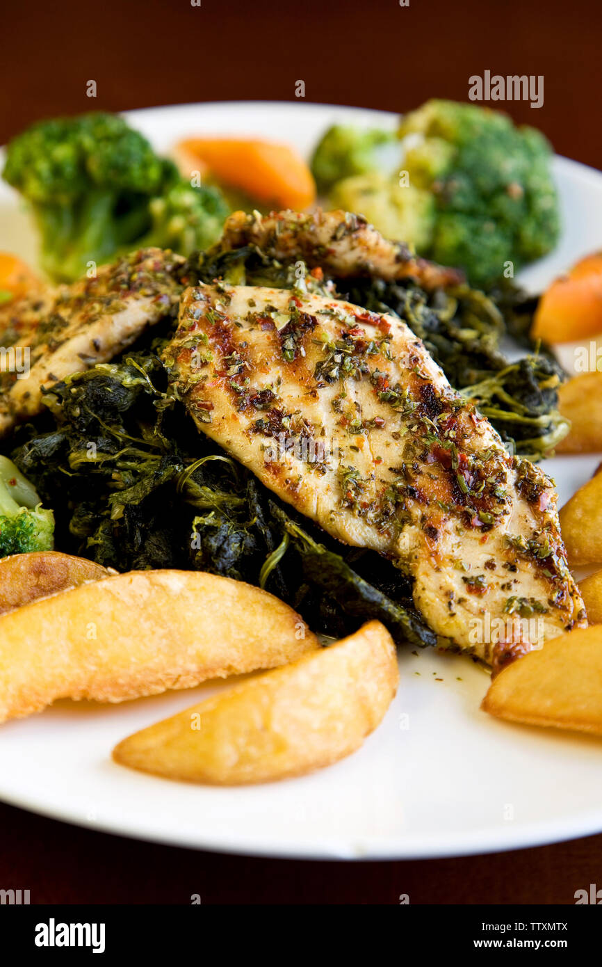 Chicken fillet with vegetable and potatos Stock Photo - Alamy