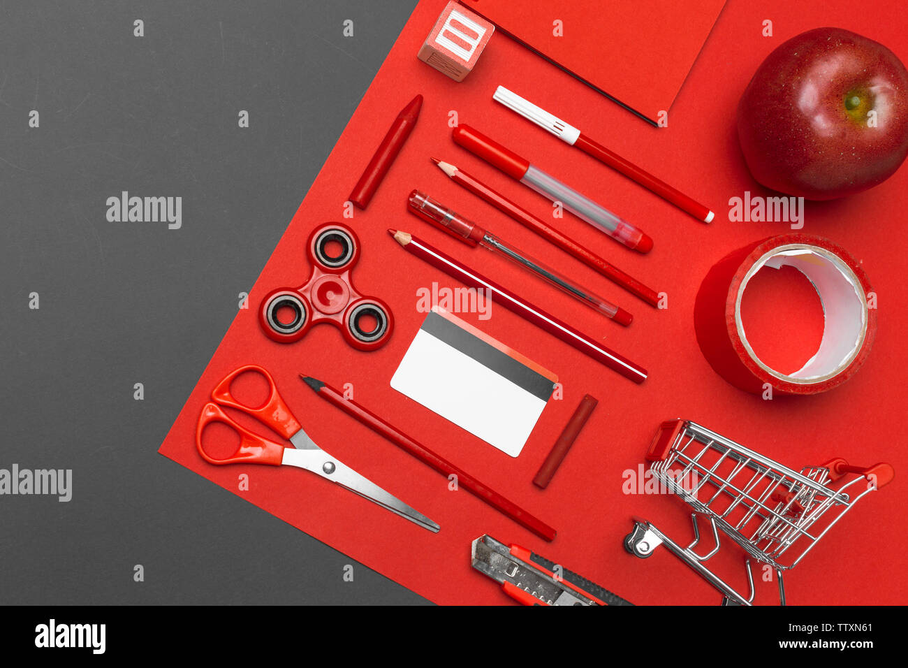 school supplies at colorful paper background Stock Photo - Alamy