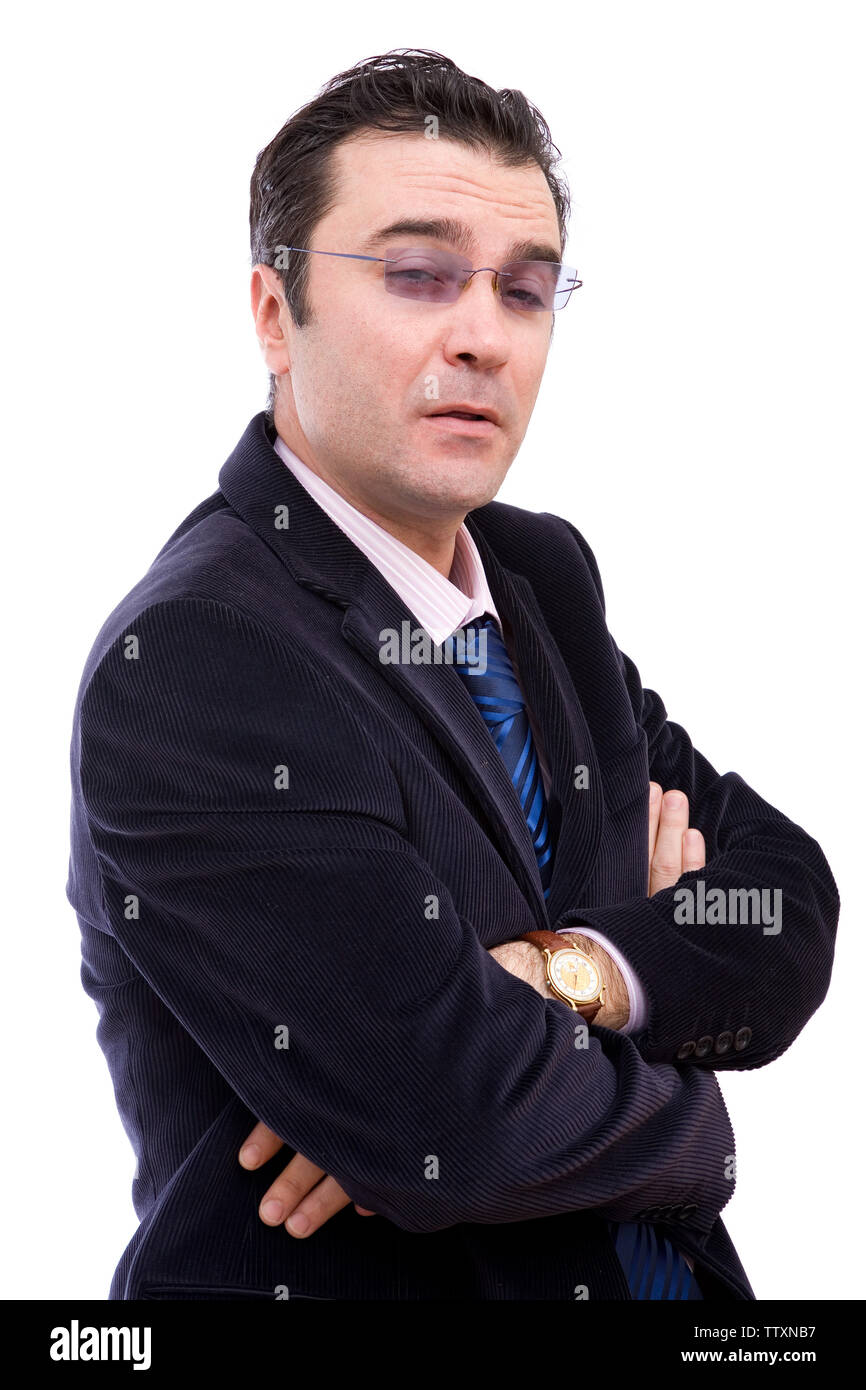 senior angry businessman portrait on white background Stock Photo - Alamy