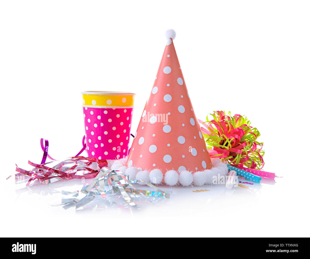 Party hat on white background Stock Photo - Alamy