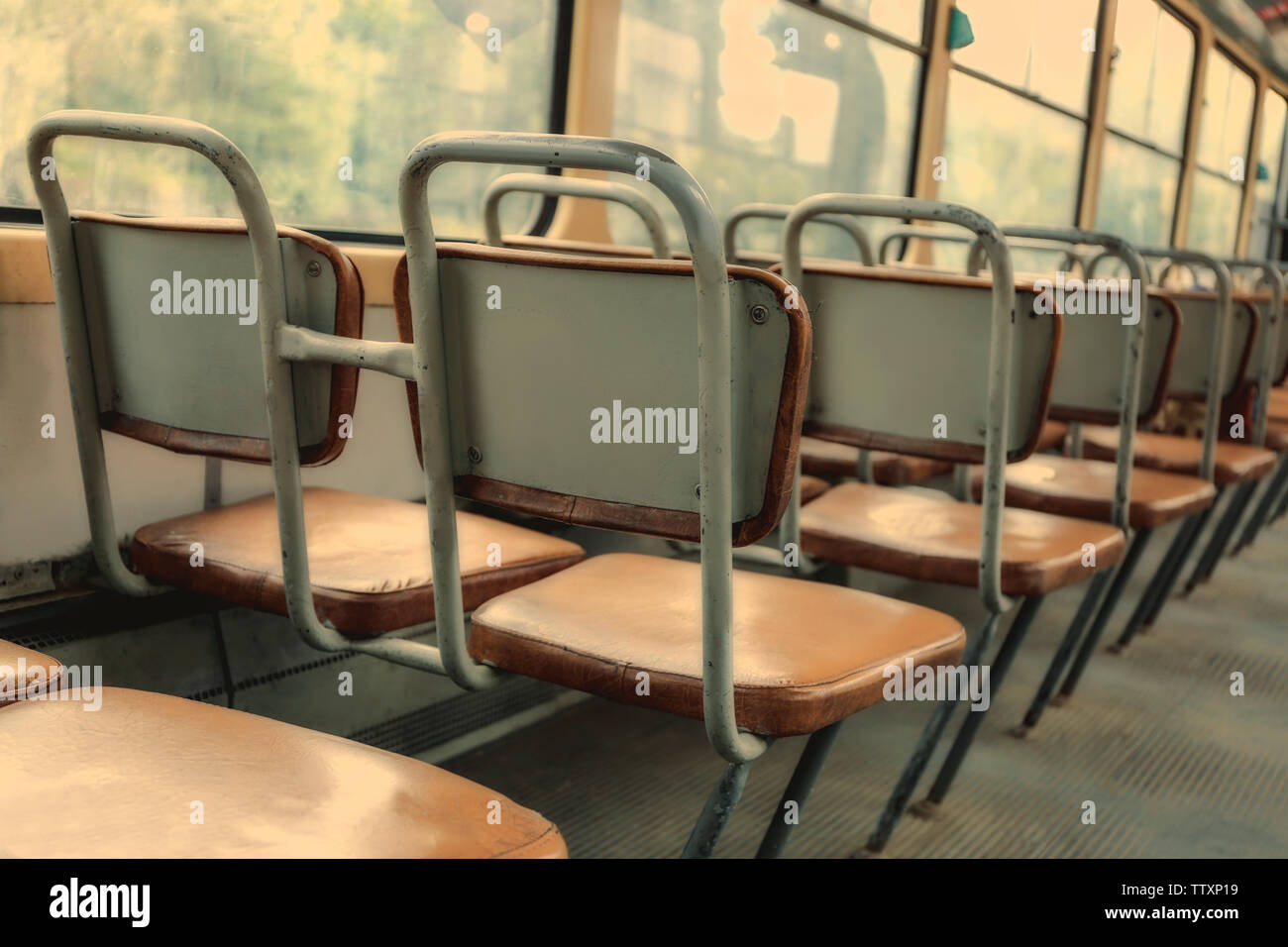 Old tram seats hi-res stock photography and images - Alamy