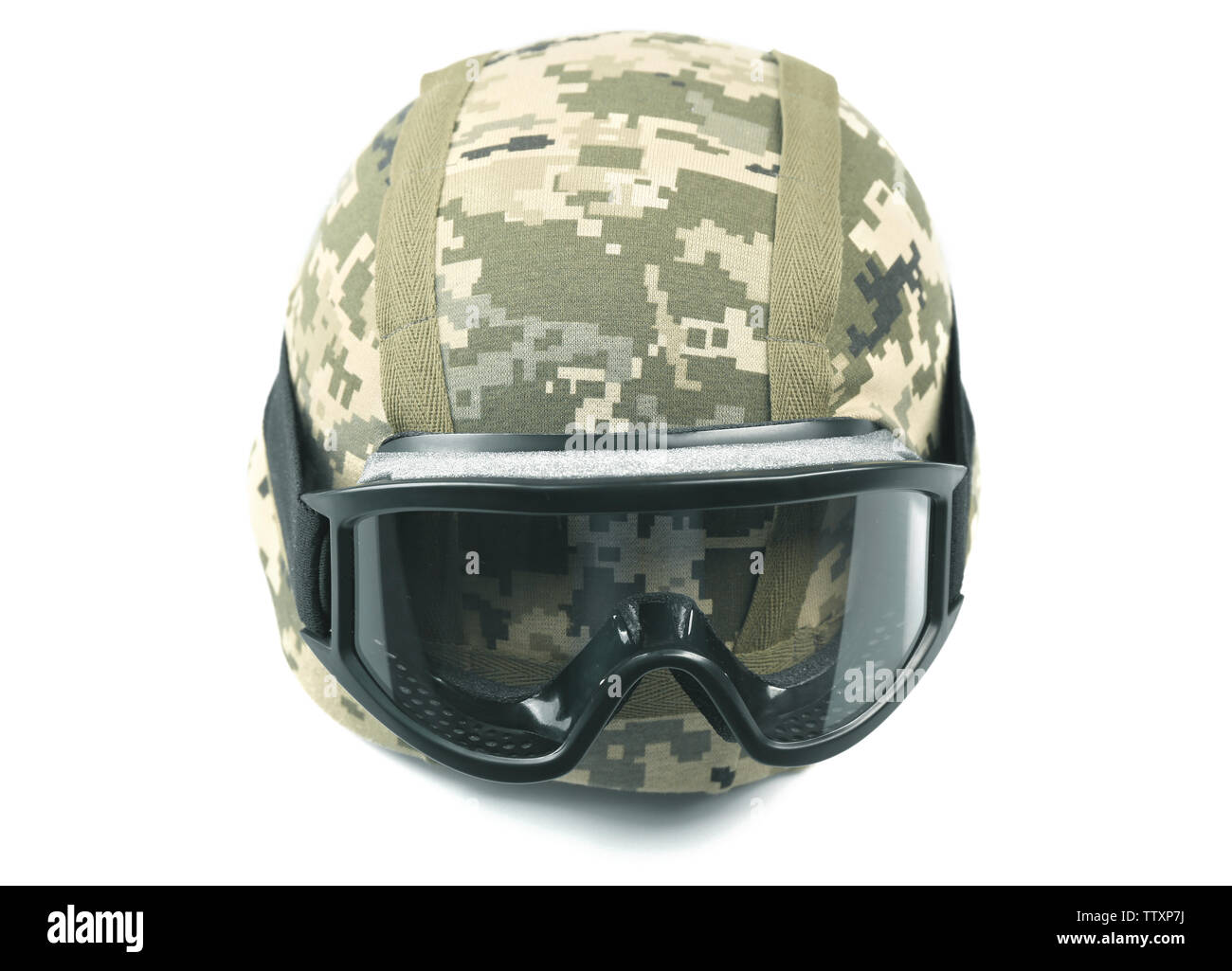 Military helmet on a white background Stock Photo - Alamy