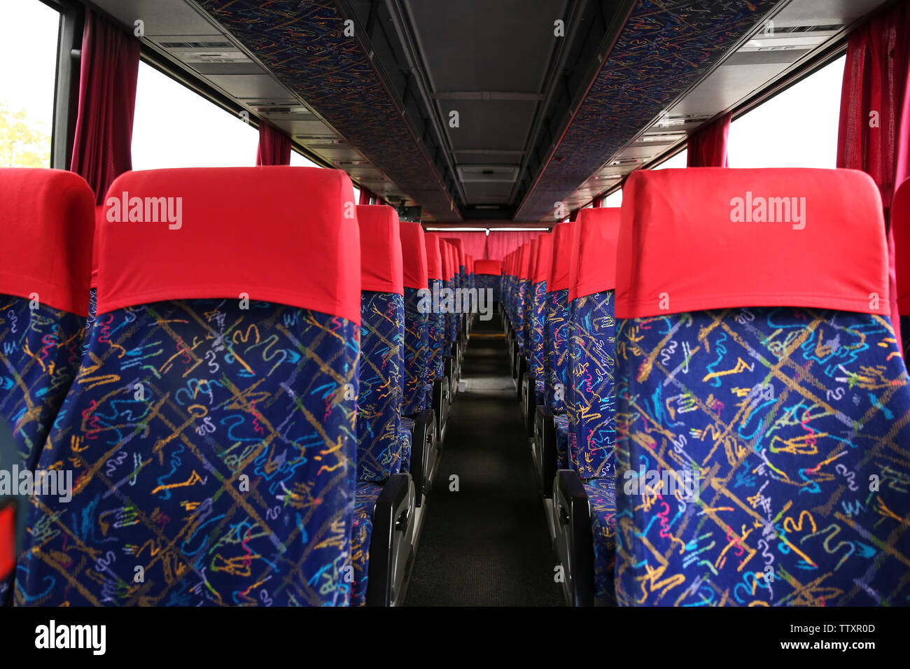 Big bus interior Stock Photo - Alamy