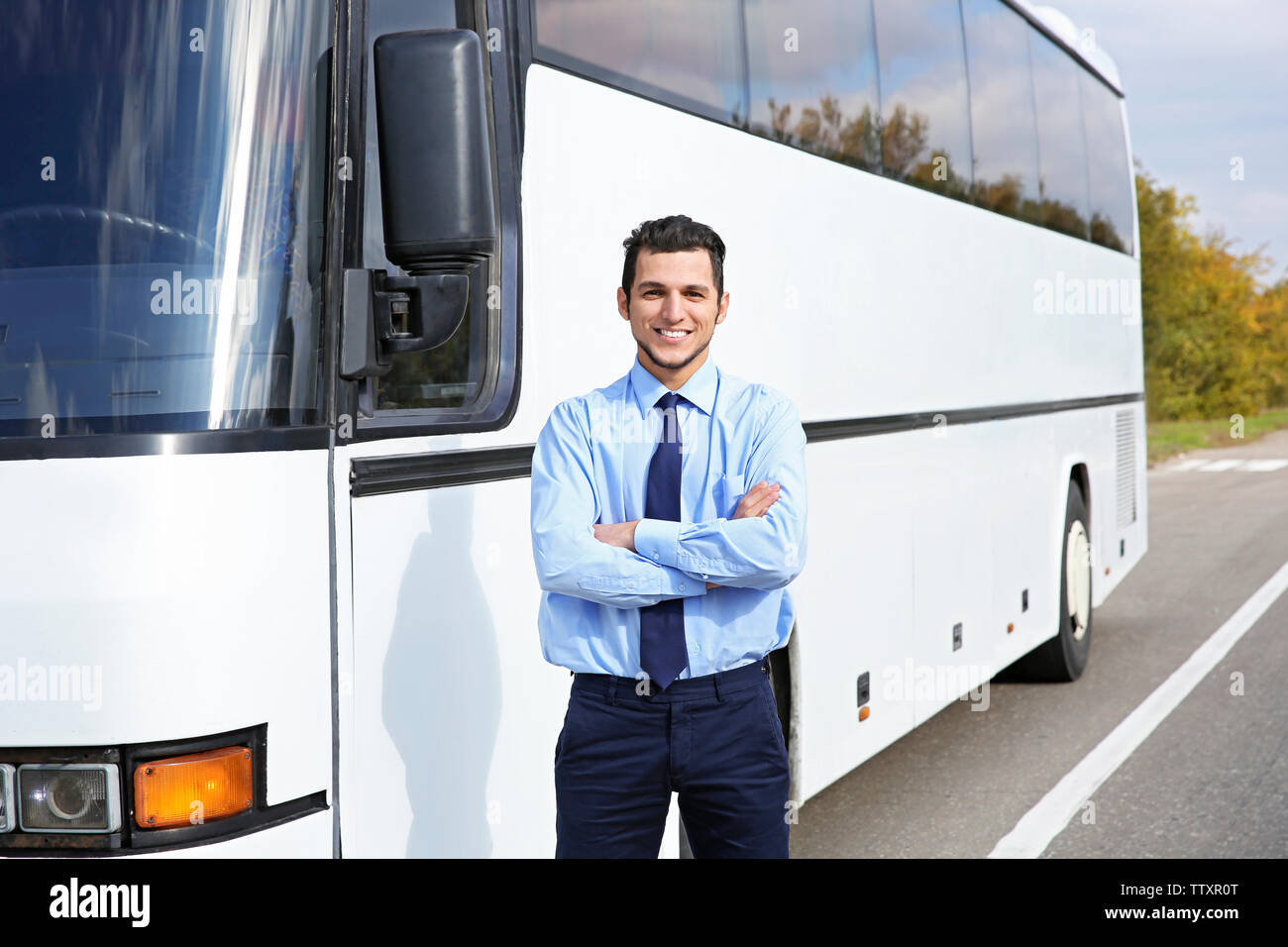 Shuttle bus driver male man hi-res stock photography and images - Alamy