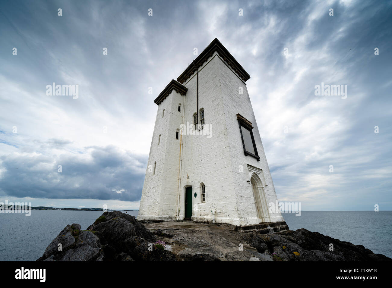 Port Ellen Lighthouse at Carraig Fhada on Islay in Inner Hebrides ...