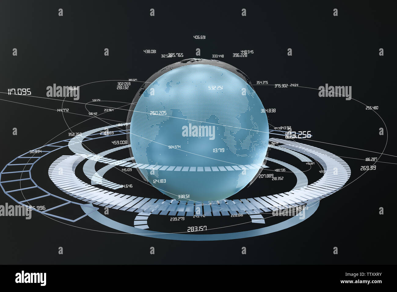 Three-dimensional rendering, Big Data Earth with sci-fi elements Stock ...