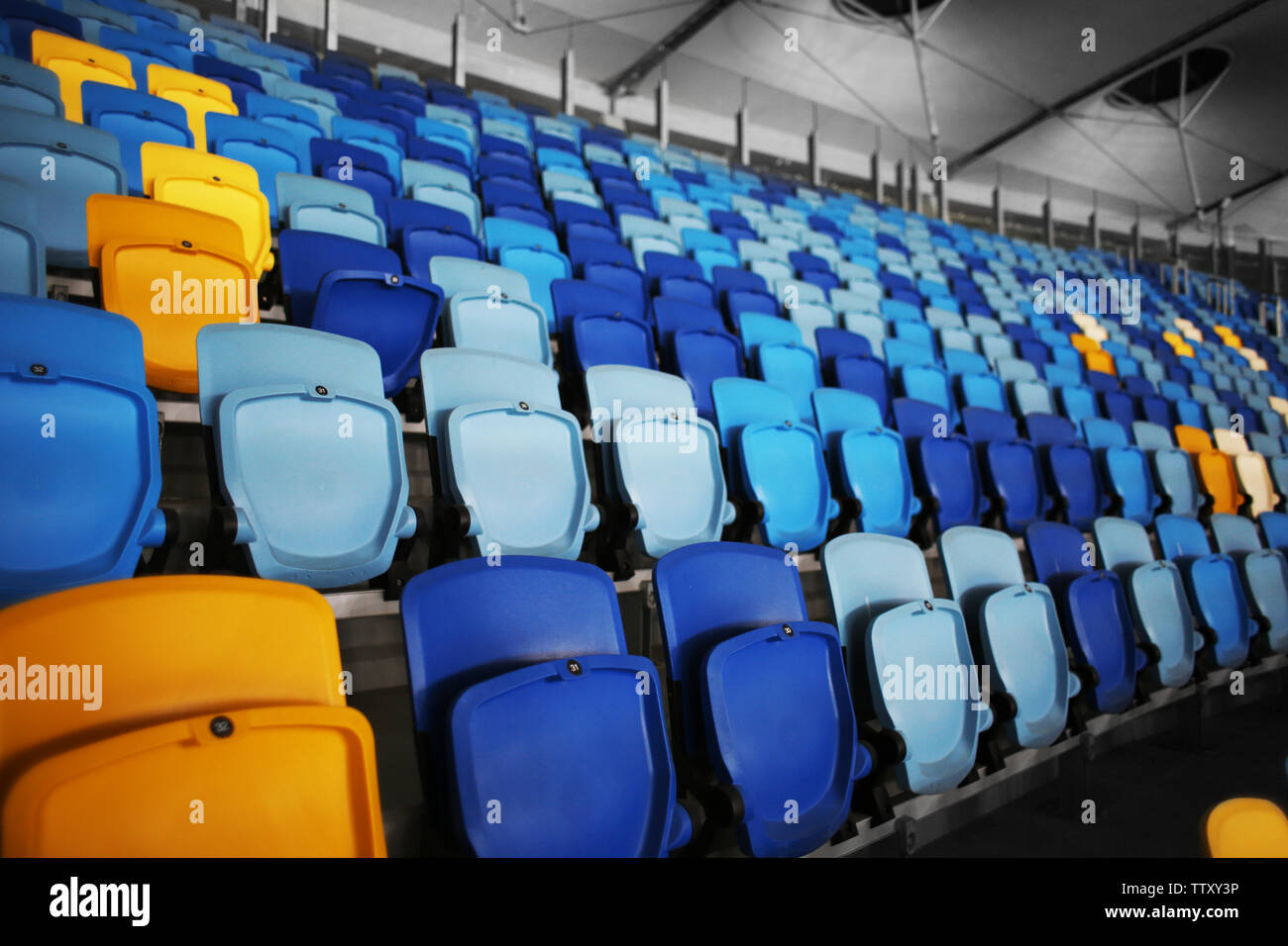 New blue plastic seats hi-res stock photography and images - Alamy
