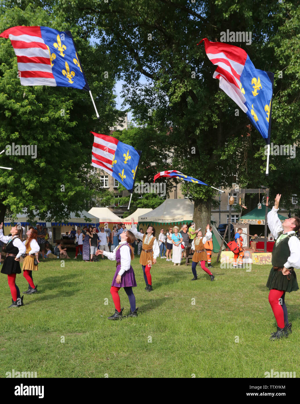 Krakow Cracow Poland. Hungarian flag throwers company Pavane. St. John ...