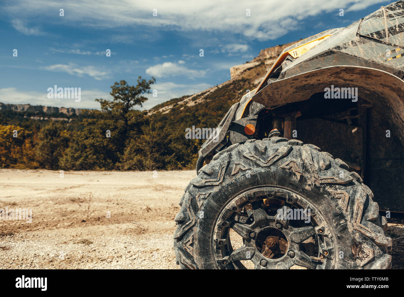 Close-up tail view of ATV quad bike Stock Photo - Alamy