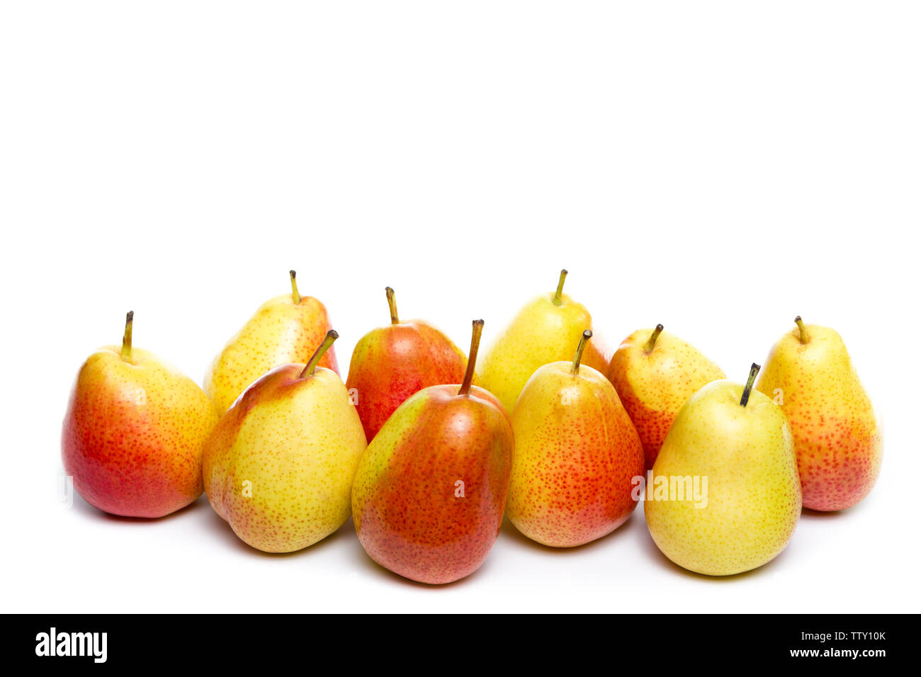 ripe red yellow pear fruits isolated on white background Stock Photo ...