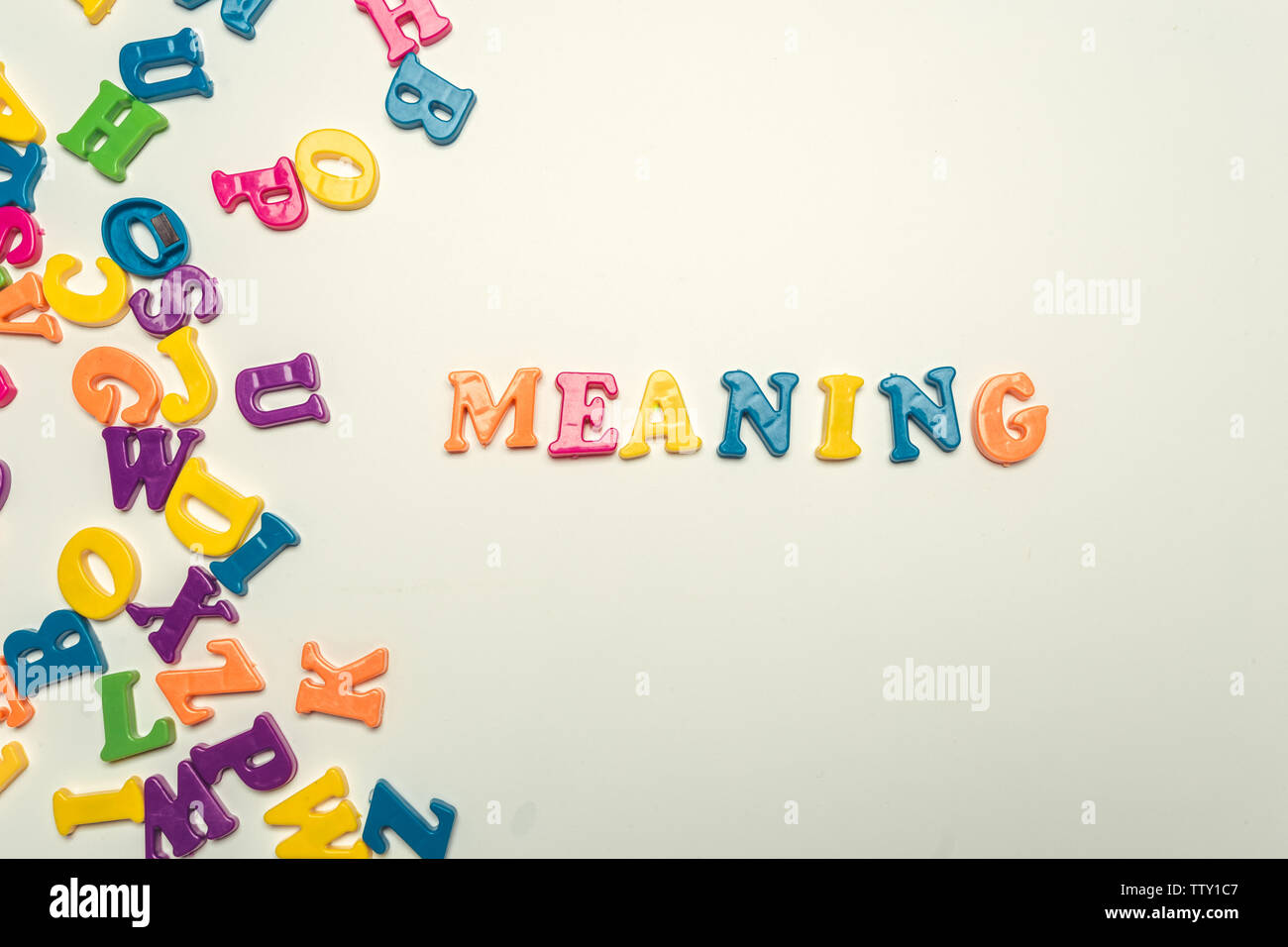 meaning word in colorful letters. meaning concept Stock Photo - Alamy