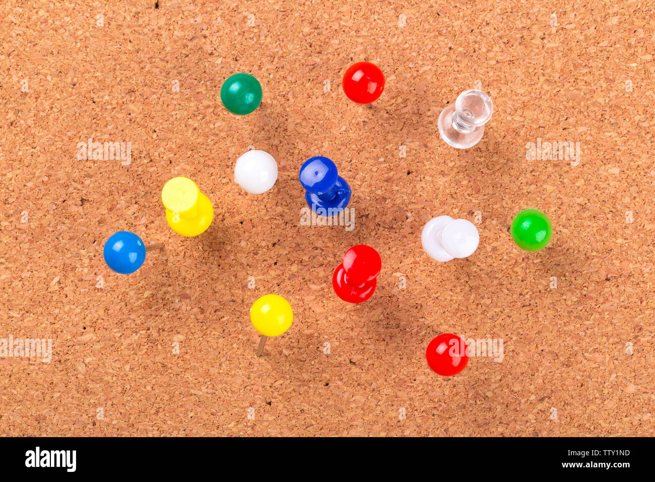 Pin board texture for background and colorful pins Stock Photo - Alamy