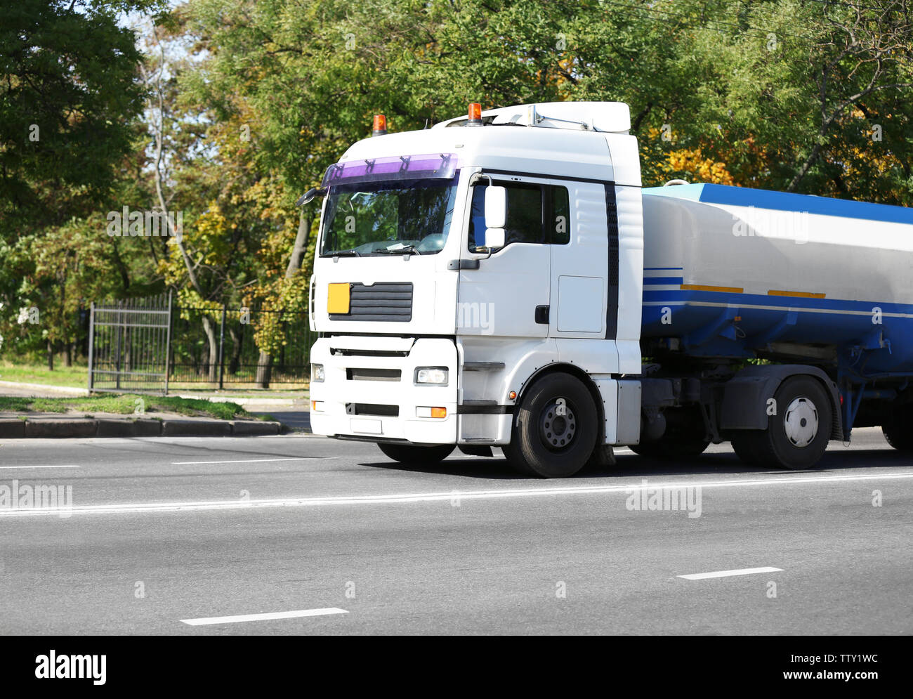Front of white American cargo truck Stock Photo - Alamy