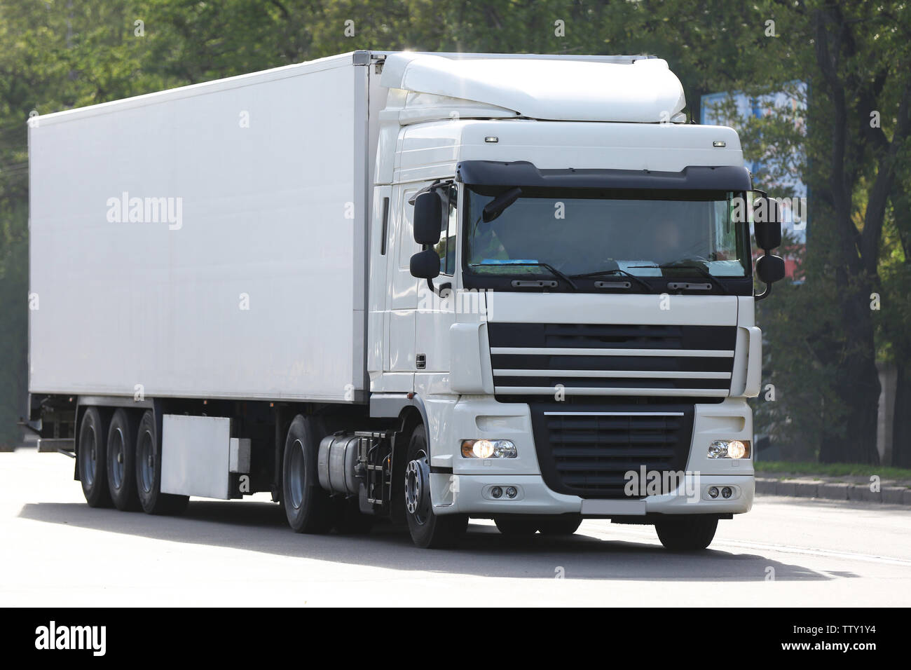 Front of American cargo truck Stock Photo - Alamy