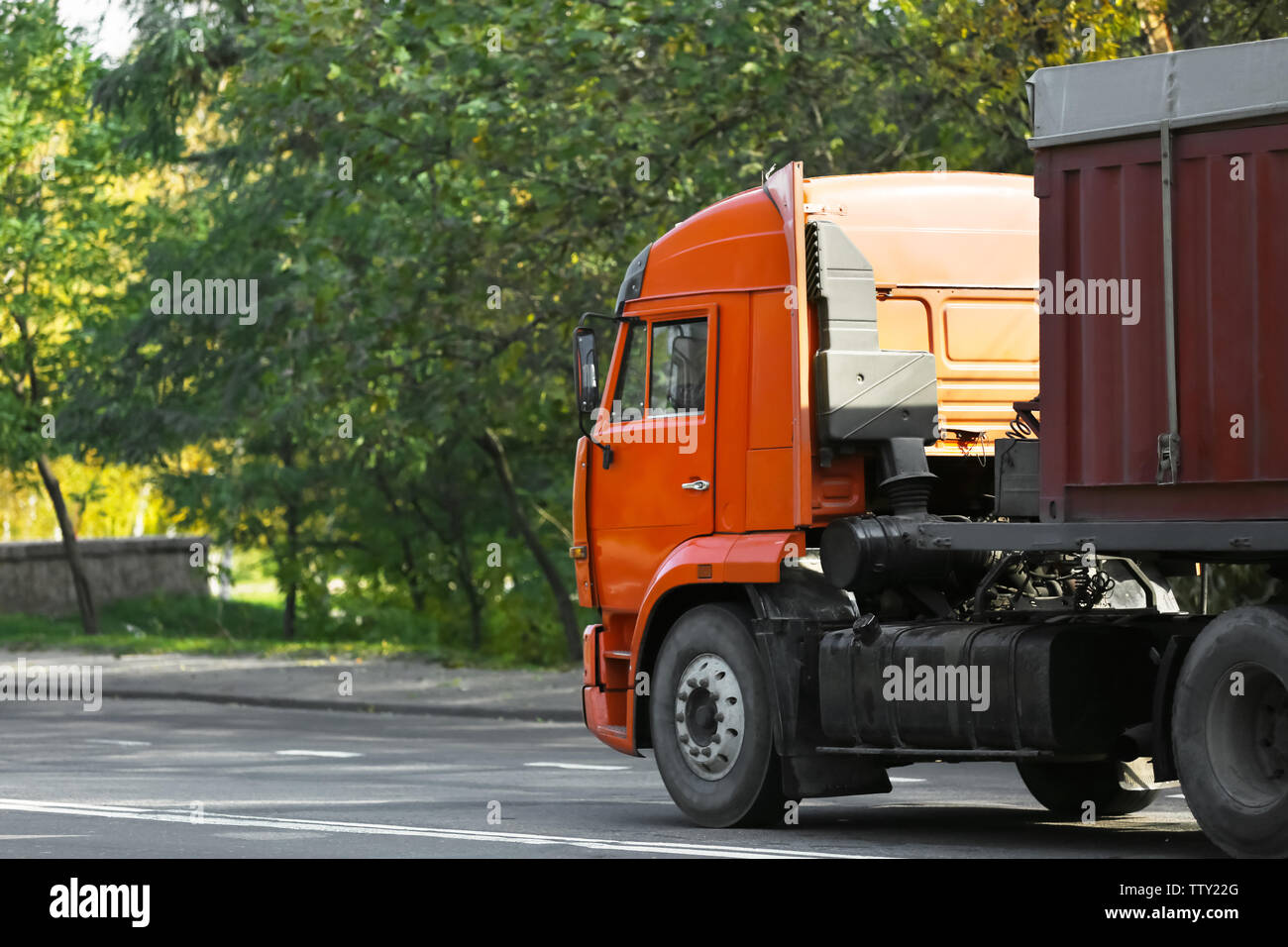 Back of American cargo truck Stock Photo - Alamy