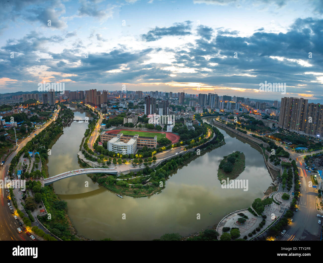 Night View of Shaoyang, Hunan Province Stock Photo - Alamy