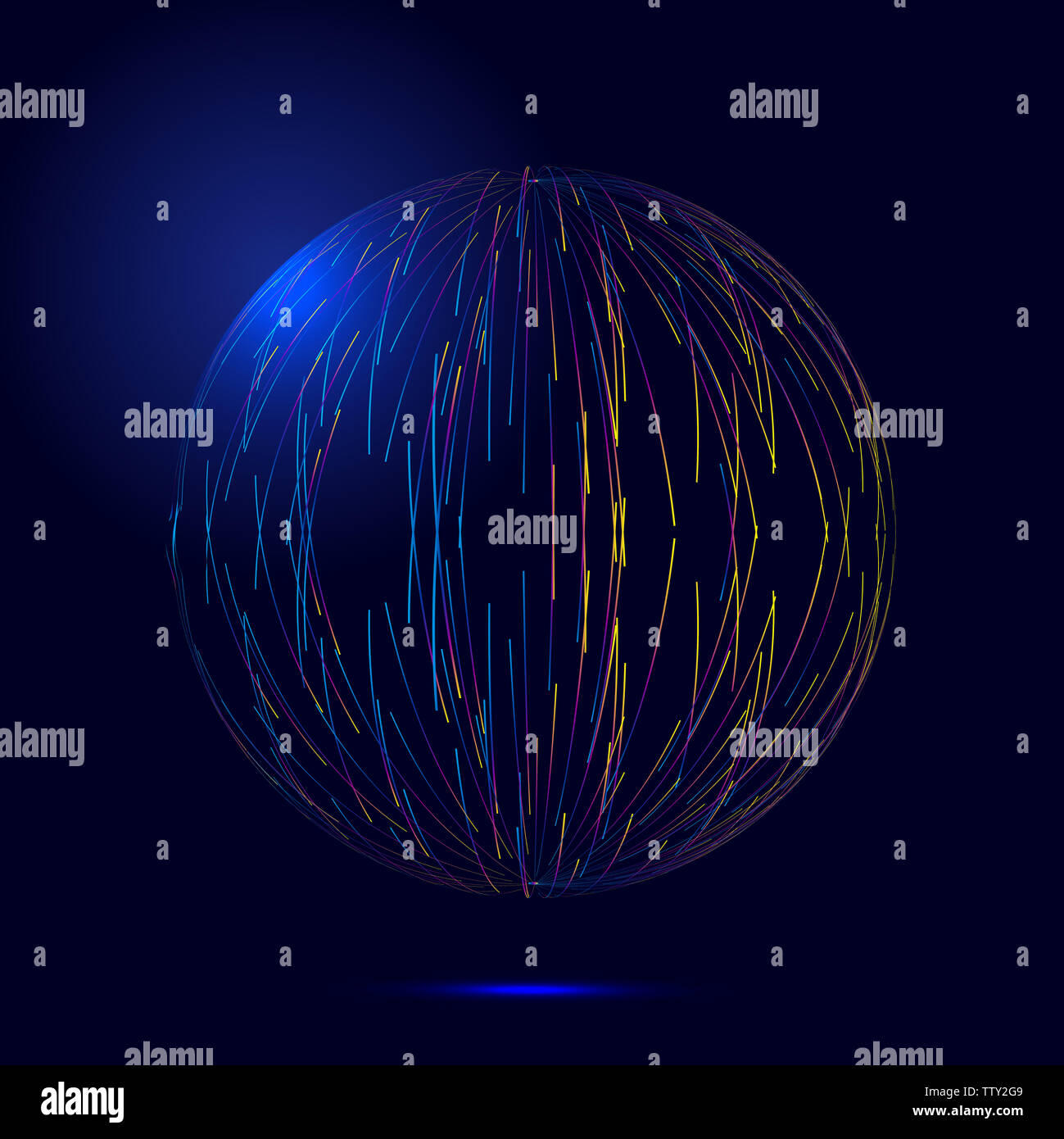 Color line composition three-dimensional sphere, abstract background ...