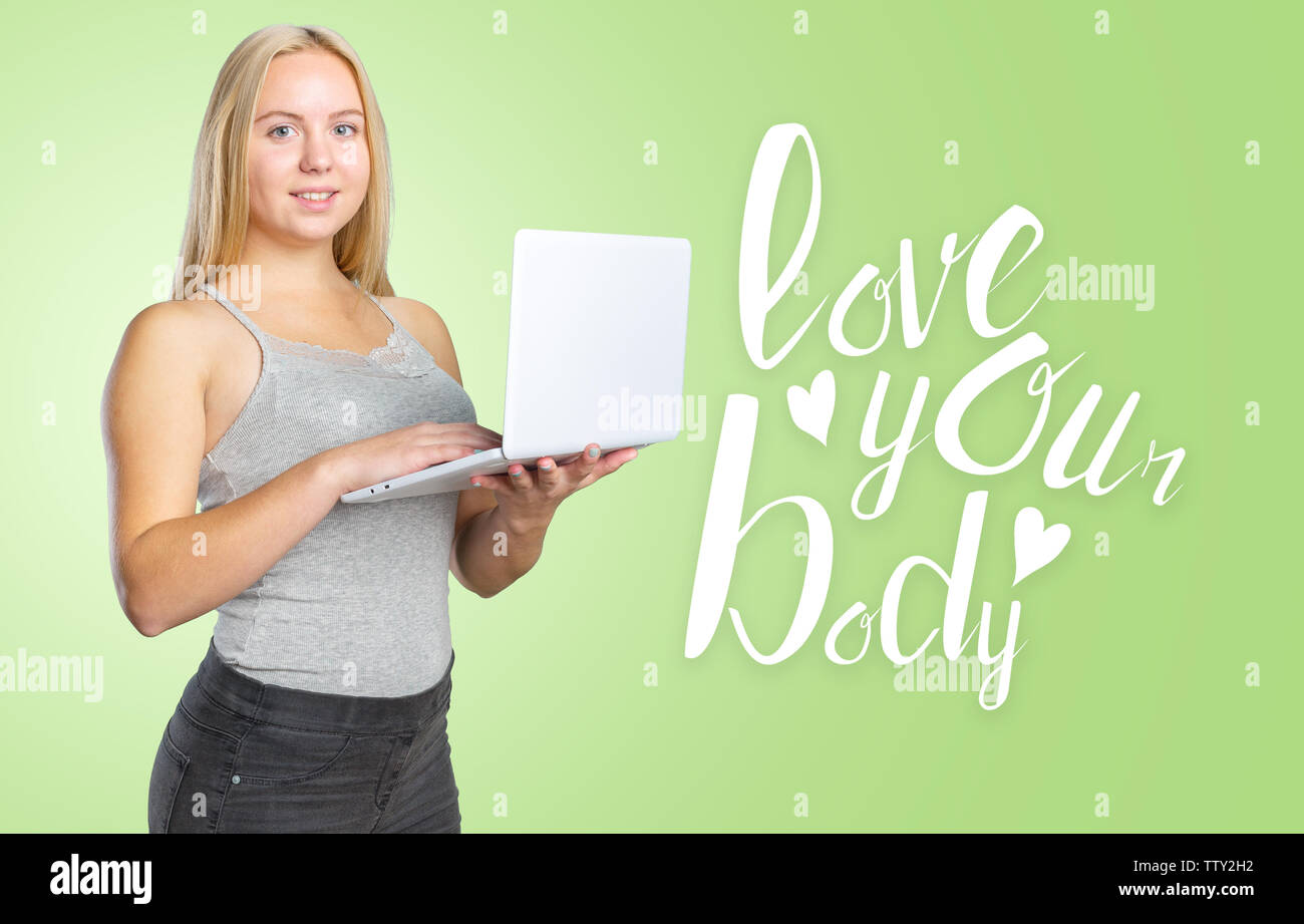 Body positive concept. Young woman portrait Stock Photo - Alamy