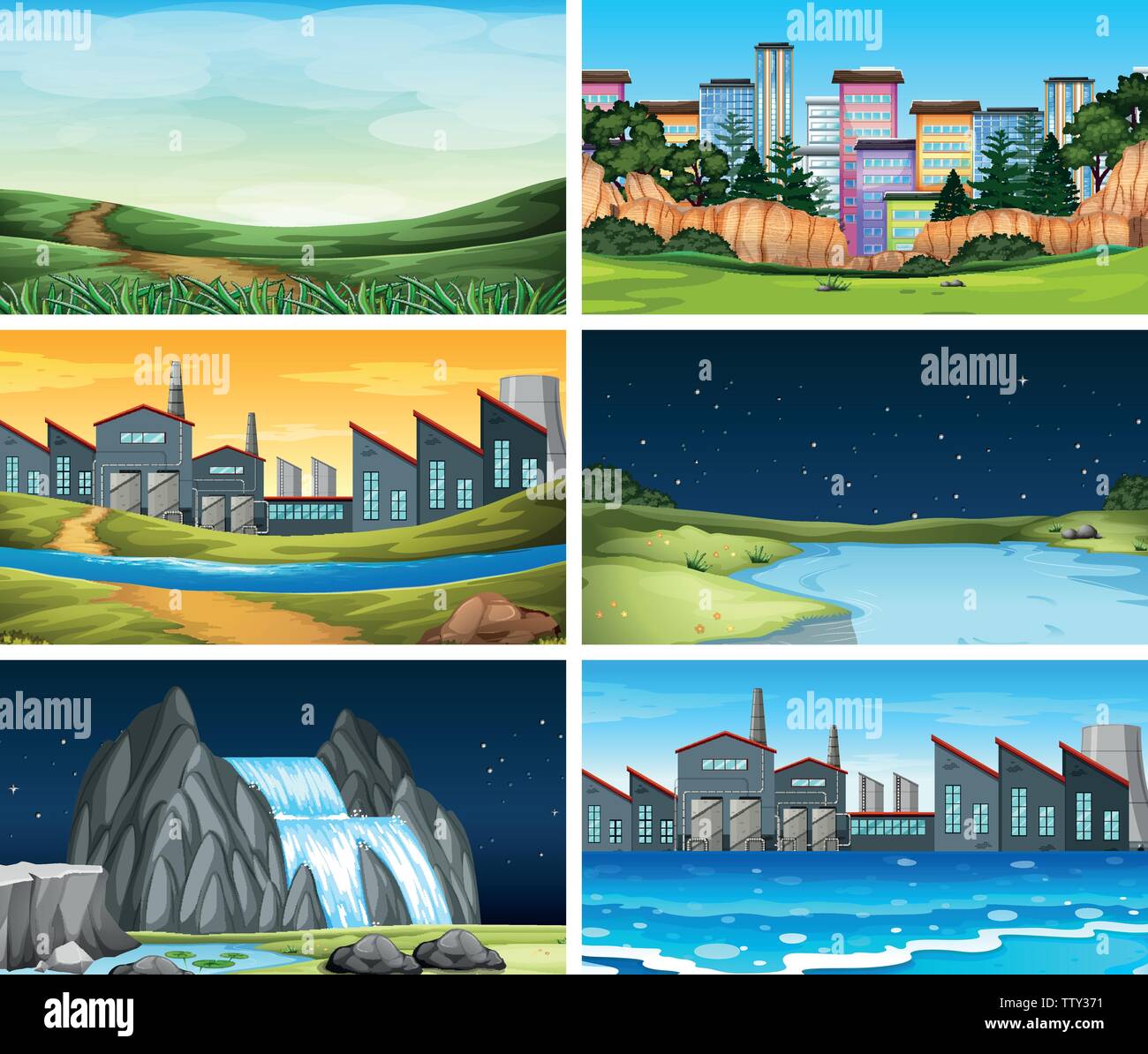 Set of different location scene illustration Stock Vector Image & Art ...