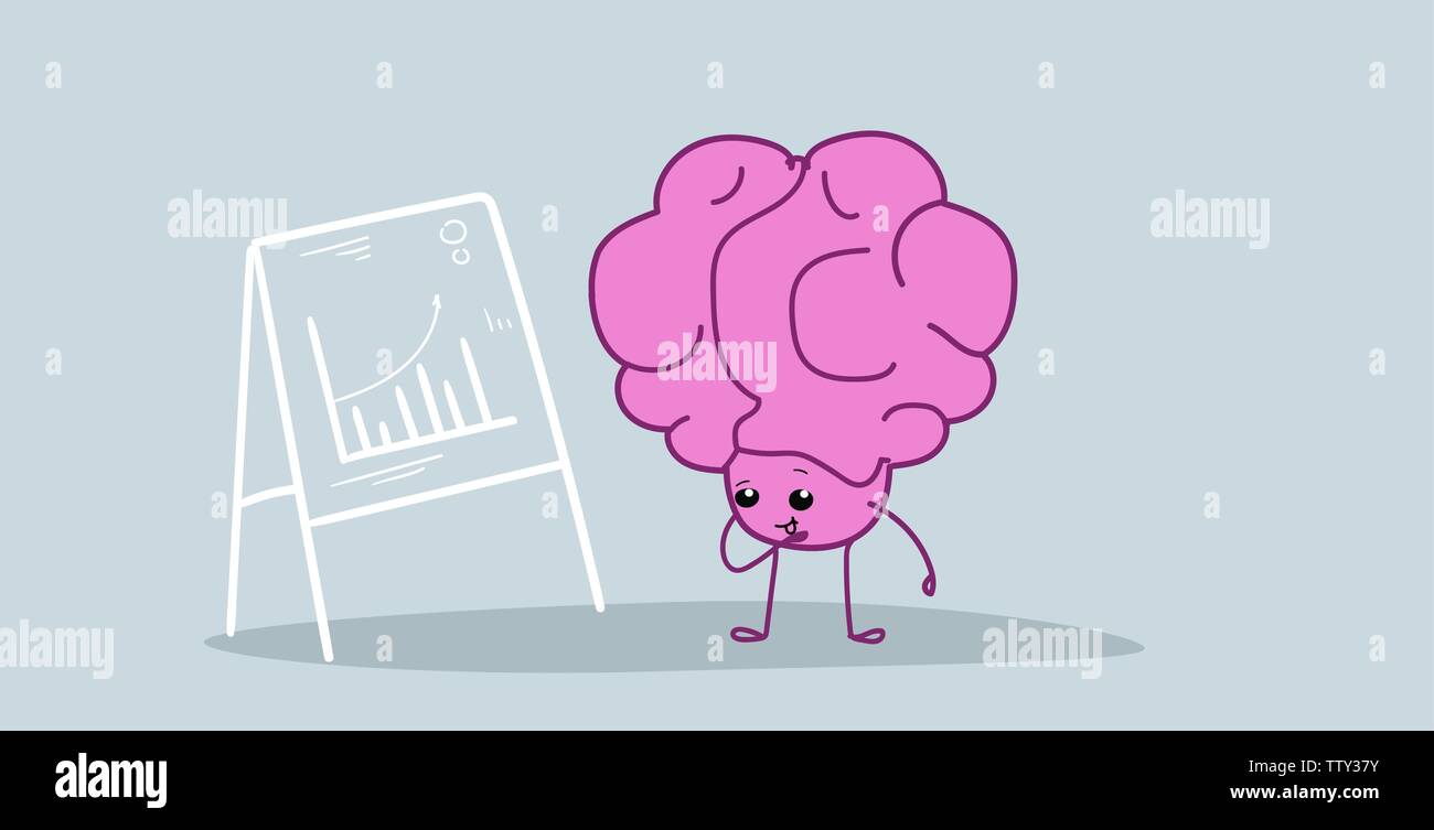 human brain analyzing financial graph on flip chart presenting ...