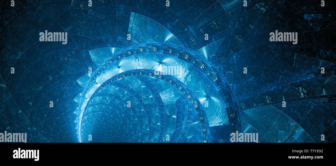 Blue new futuristic technology banner, computer generated abstract background, 3D rendering ...