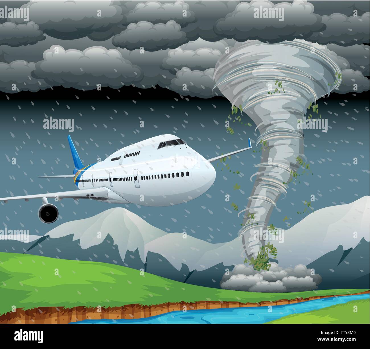 Airplane in storm scene illustration Stock Vector Image & Art - Alamy