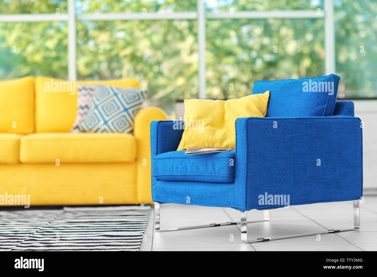 Modern room interior on window background Stock Photo - Alamy