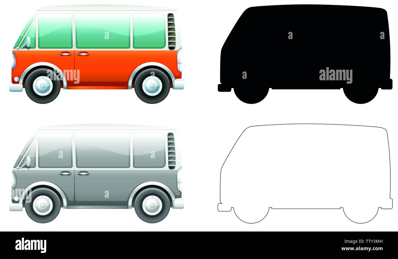 Set of vintage van illustration Stock Vector Image & Art - Alamy