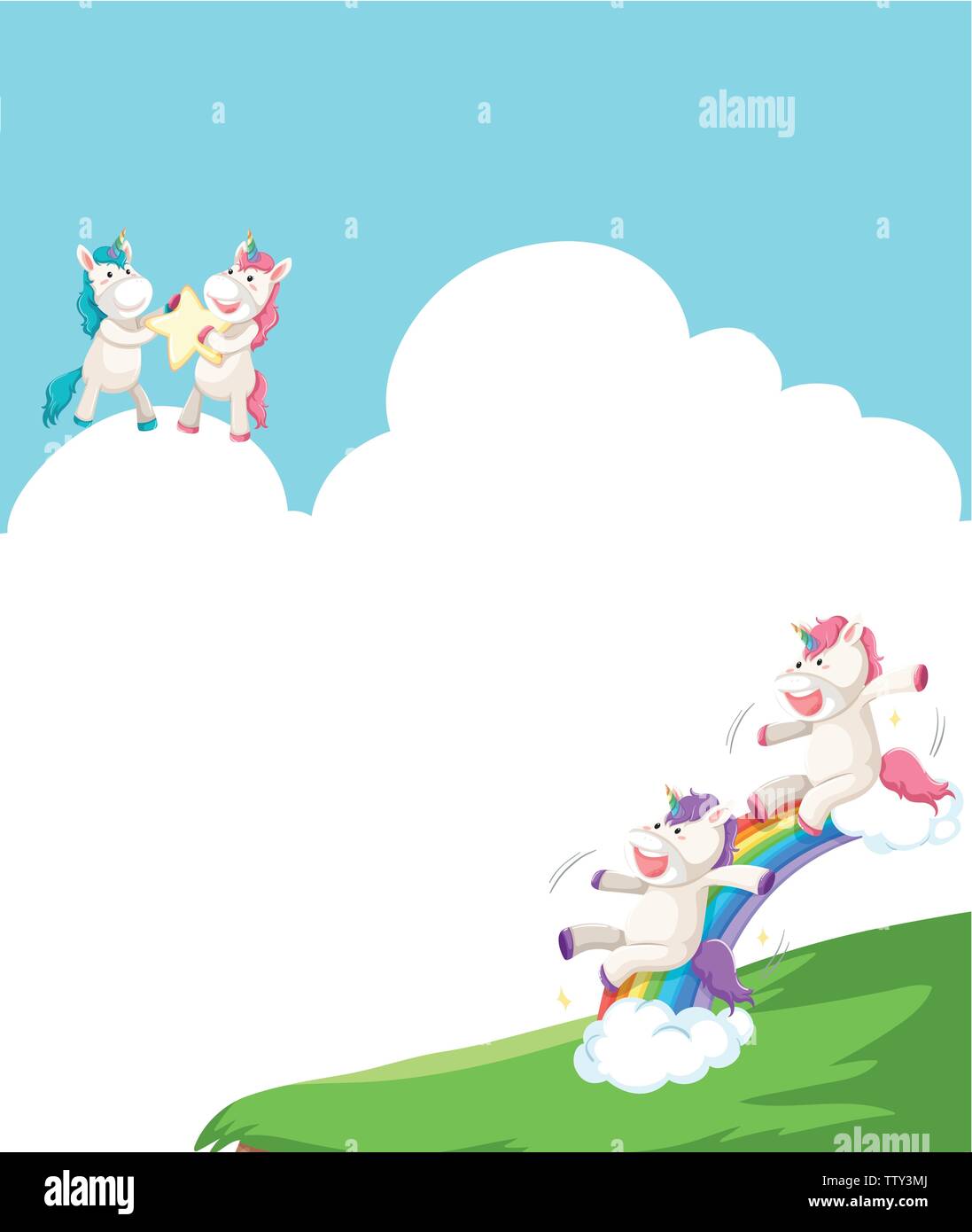 Cute unicorn template frame illustration Stock Vector Image & Art - Alamy