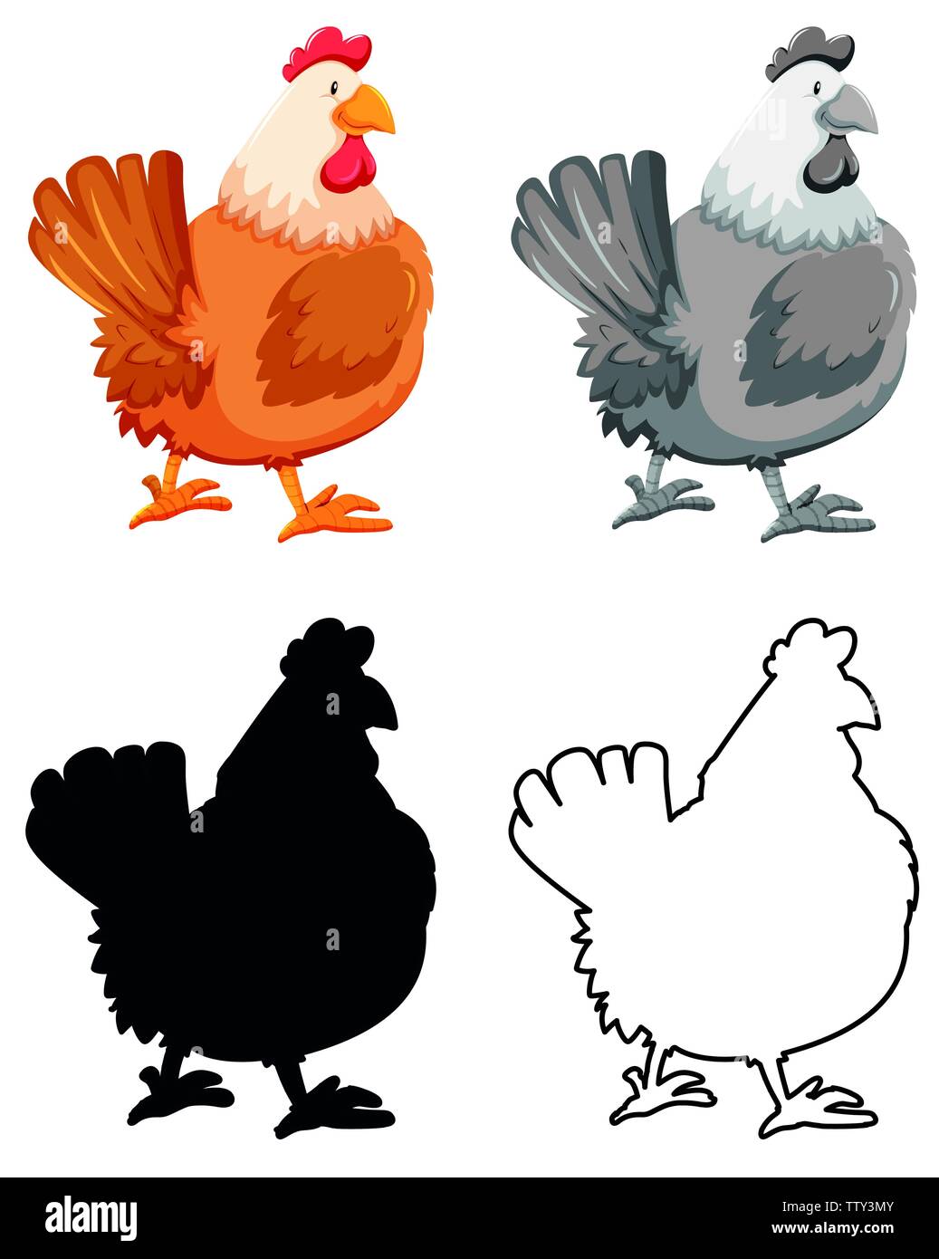 Set of chicken character illustration Stock Vector Image & Art - Alamy