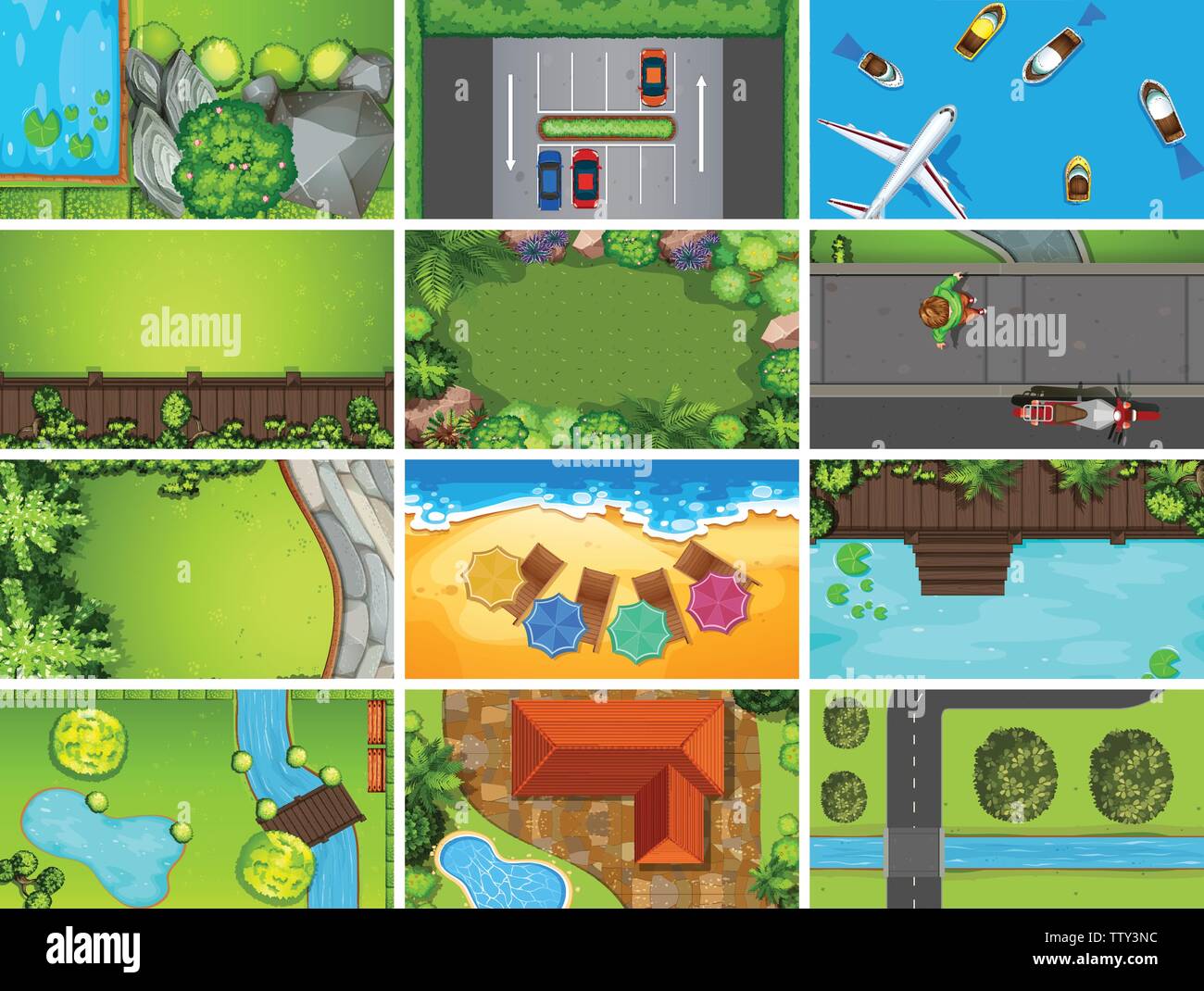 Set of aerial scene illustration Stock Vector Image & Art - Alamy