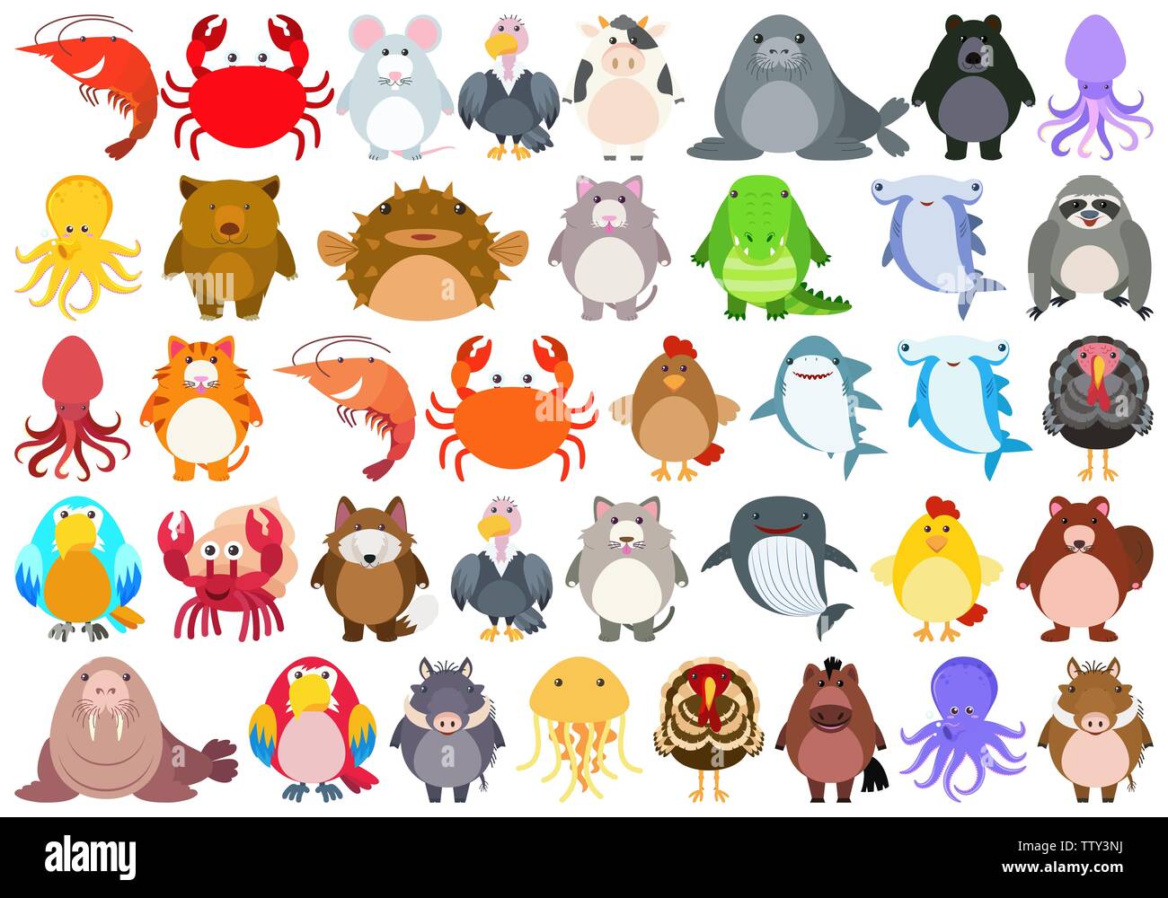 Set of cute animal character illustration Stock Vector Image & Art - Alamy
