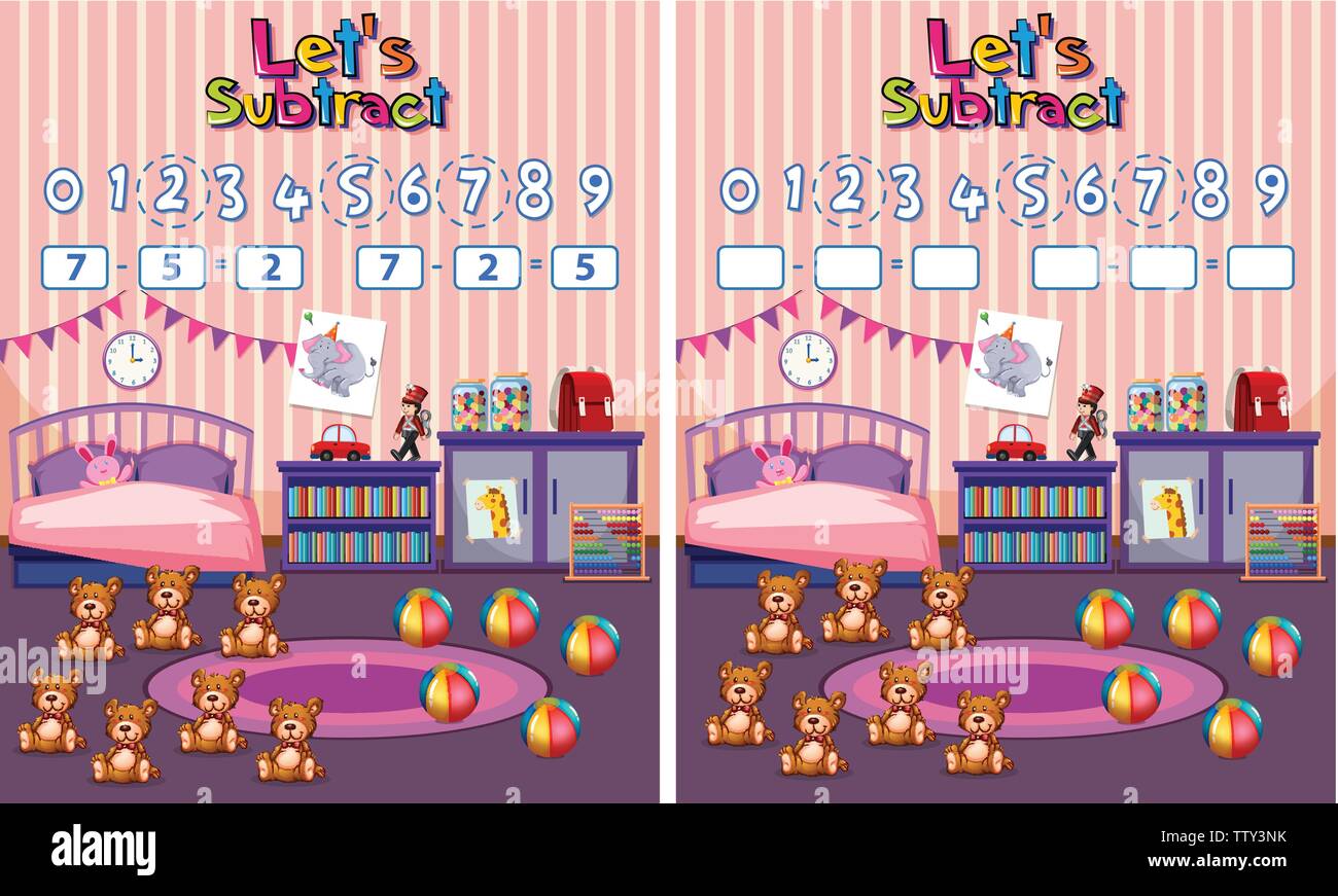 Subtraction educational game kids Stock Vector Images - Alamy