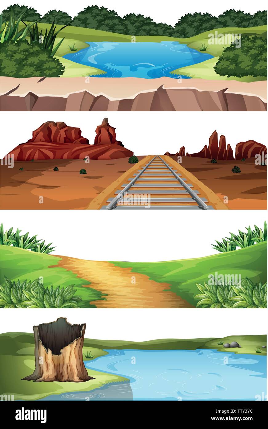 Set of nature landscape illustration Stock Vector Image & Art - Alamy
