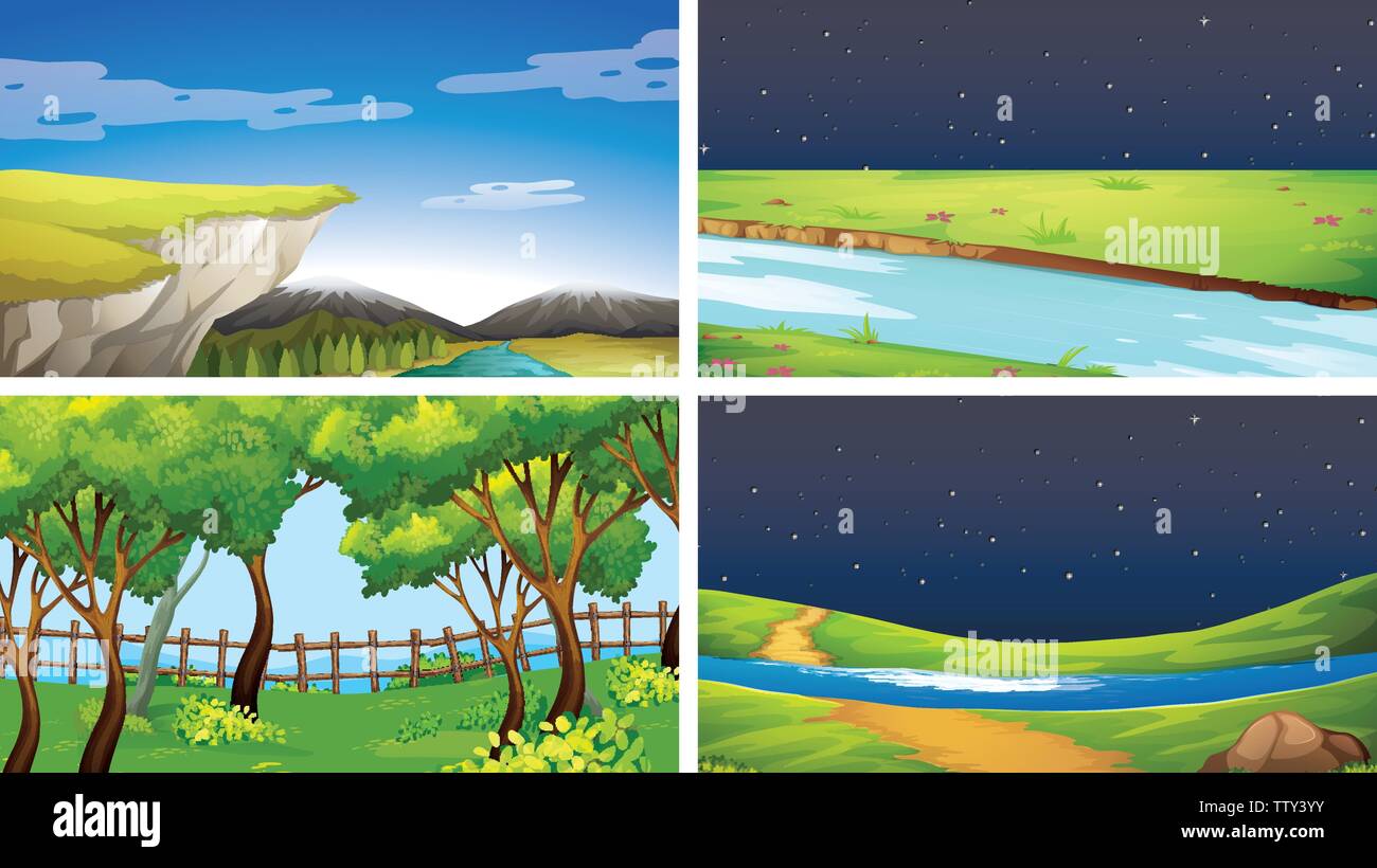 Set of nature landscape illustration Stock Vector Image & Art - Alamy