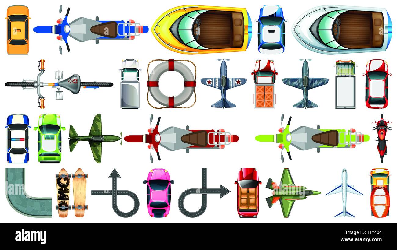 Set of aerial transportation vehicle illustration Stock Vector Image ...